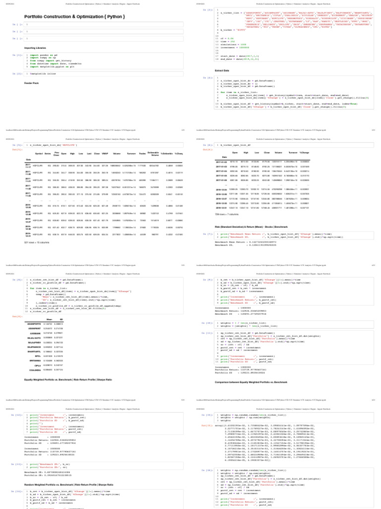 Portfolio Construction And Optimization { Python } Simulator Analytics