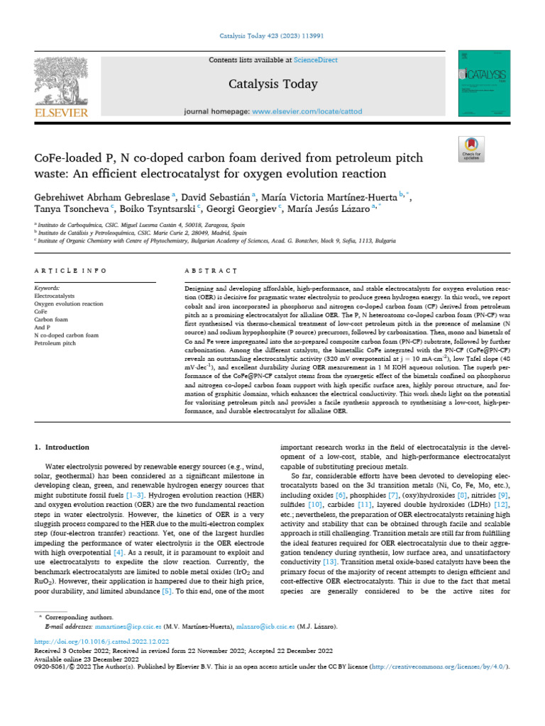 Catalysis Today 2023 Abrham | PDF | Catalysis | Carbon