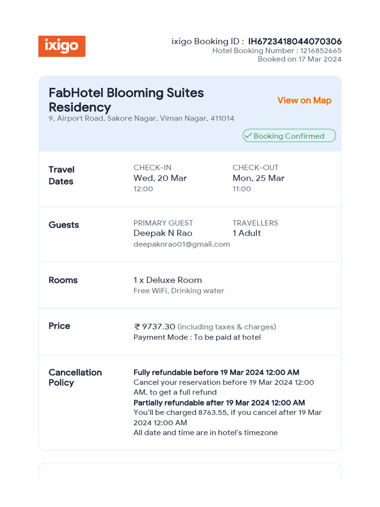 Pune Hotel Stay | PDF | Receipt | Payments