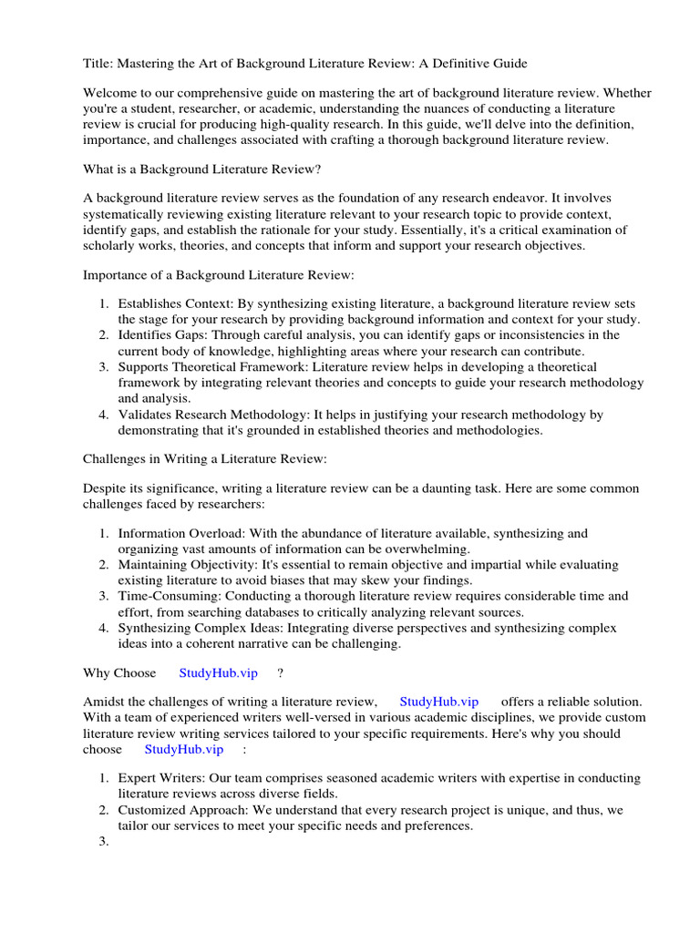 Background Literature Review Definition | PDF | Literature Review ... Background Literature Review Definition | PDF | Literature Review ...