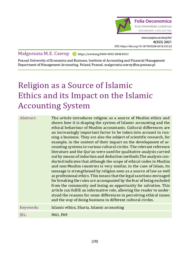 Religion As A Source of Islamic Ethics A | PDF | Lease | Islamic ...