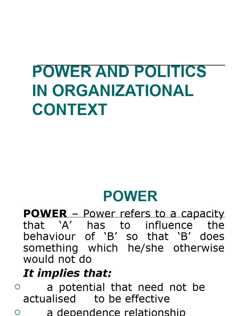 Power and Politics | PDF | Power (Social And Political) | Social Psychology
