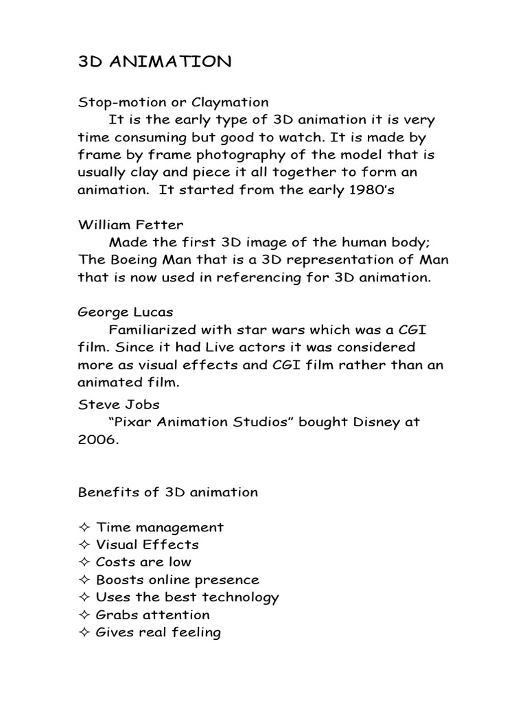 3D Animation | Download Free PDF | Computer Generated Imagery | 3 D Computer Graphics