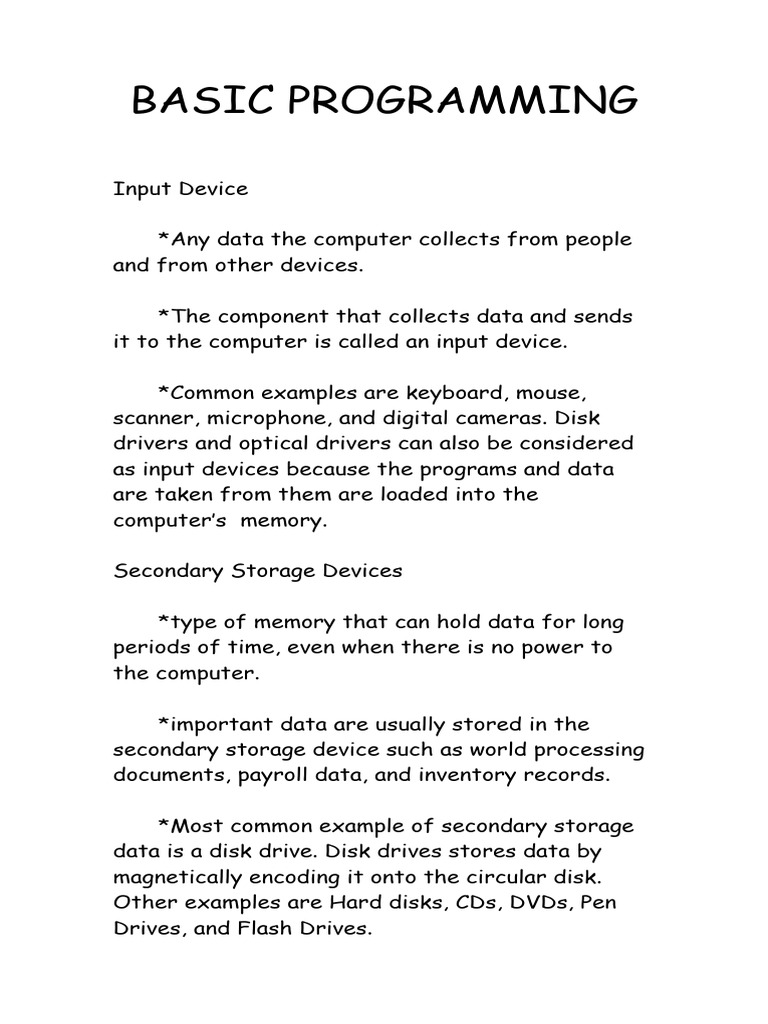 Basic Programming | Download Free PDF | Computer Data Storage | Random Access Memory