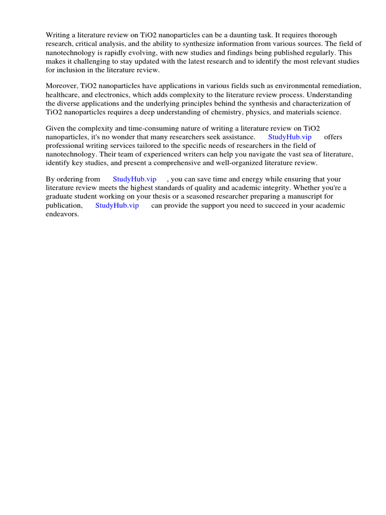 Literature Review On Tio2 Nanoparticles Pdf Titanium Dioxide Nanoparticle