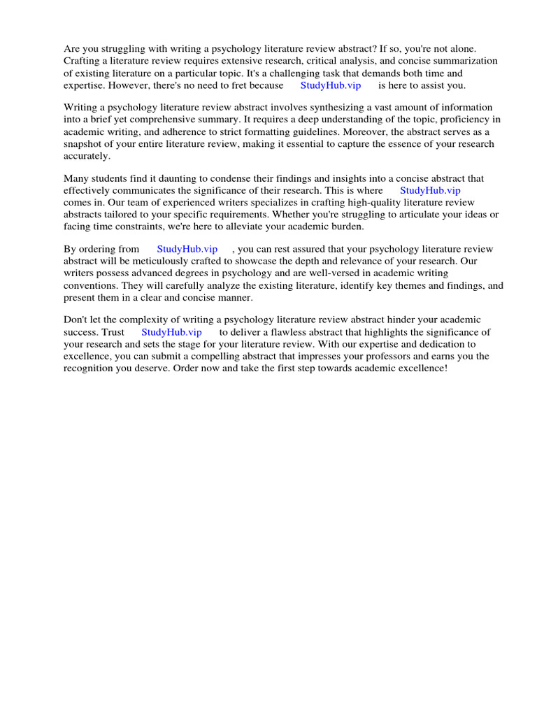 How to Write a Psychology Literature Review Abstract | PDF | Psychology ...