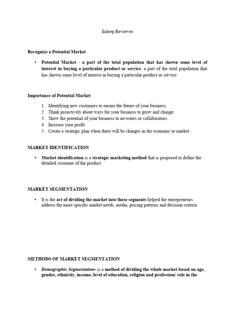 Entrep Rev | PDF | Market Segmentation | Entrepreneurship