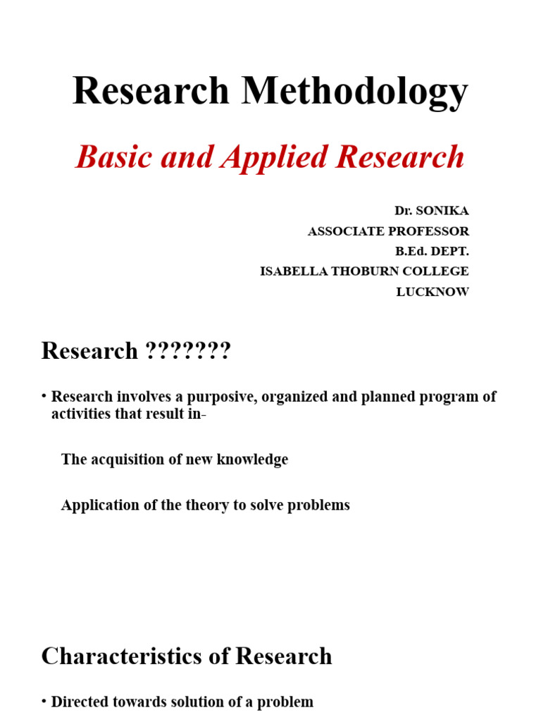 Basicandappliedresearch 221208133919 7d83c2e8 | PDF | Methodology ...