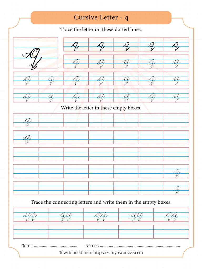 Cursive Lowercase Letter Q | PDF