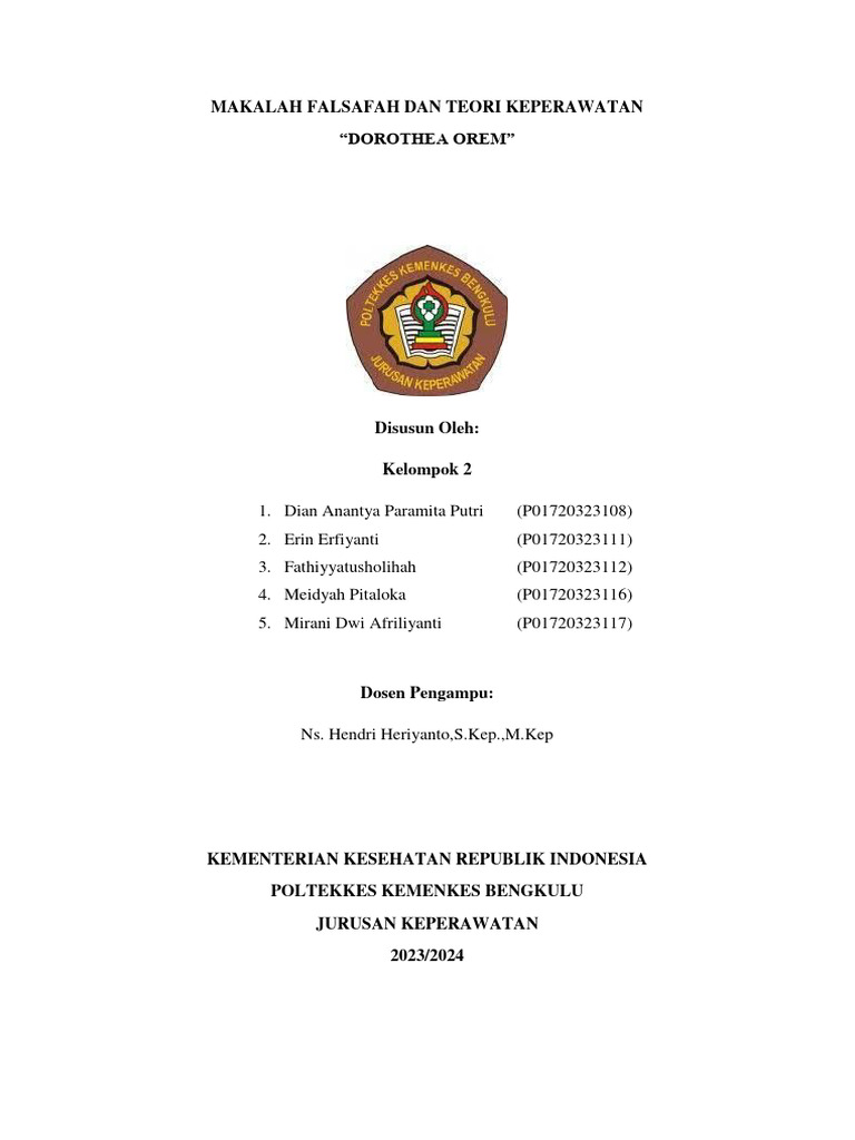 Makalah Teori Keperawatan Dorothea Orem Kel 2 | PDF | Sains & Matematika