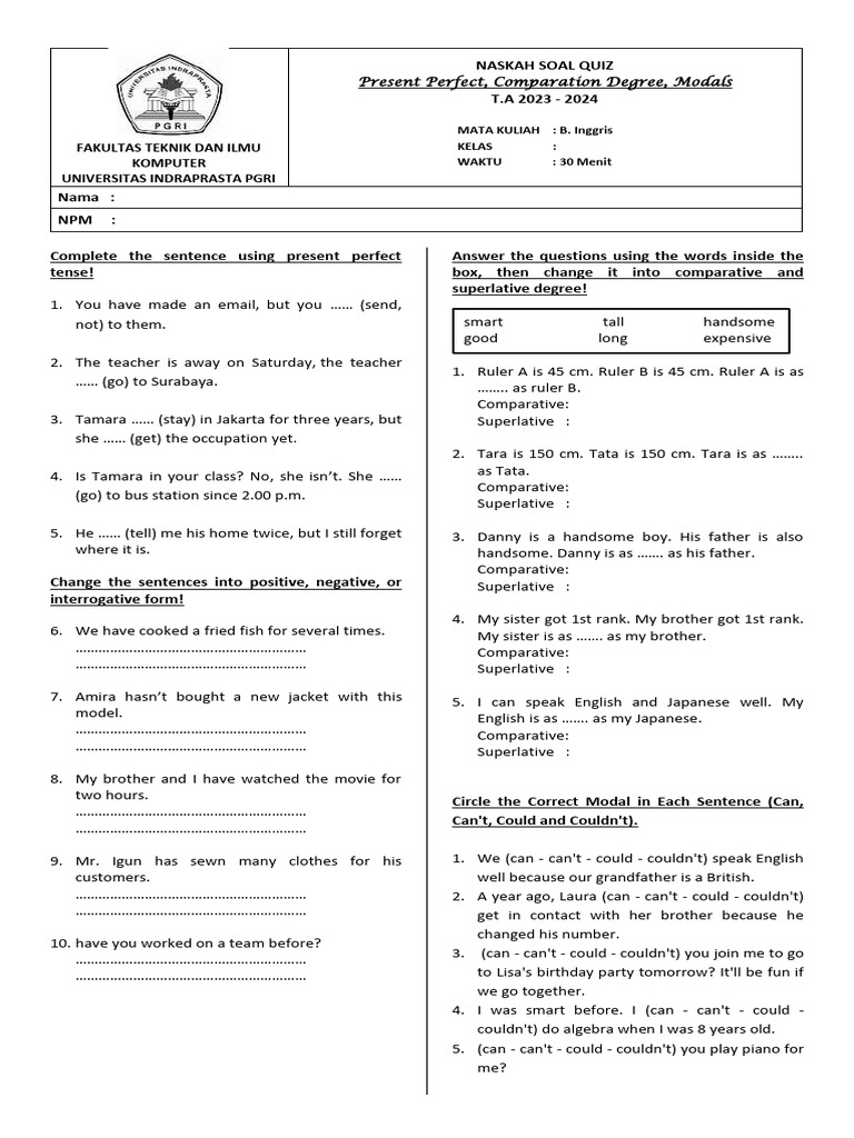 Mini Quiz Before Final Test | PDF | Linguistics
