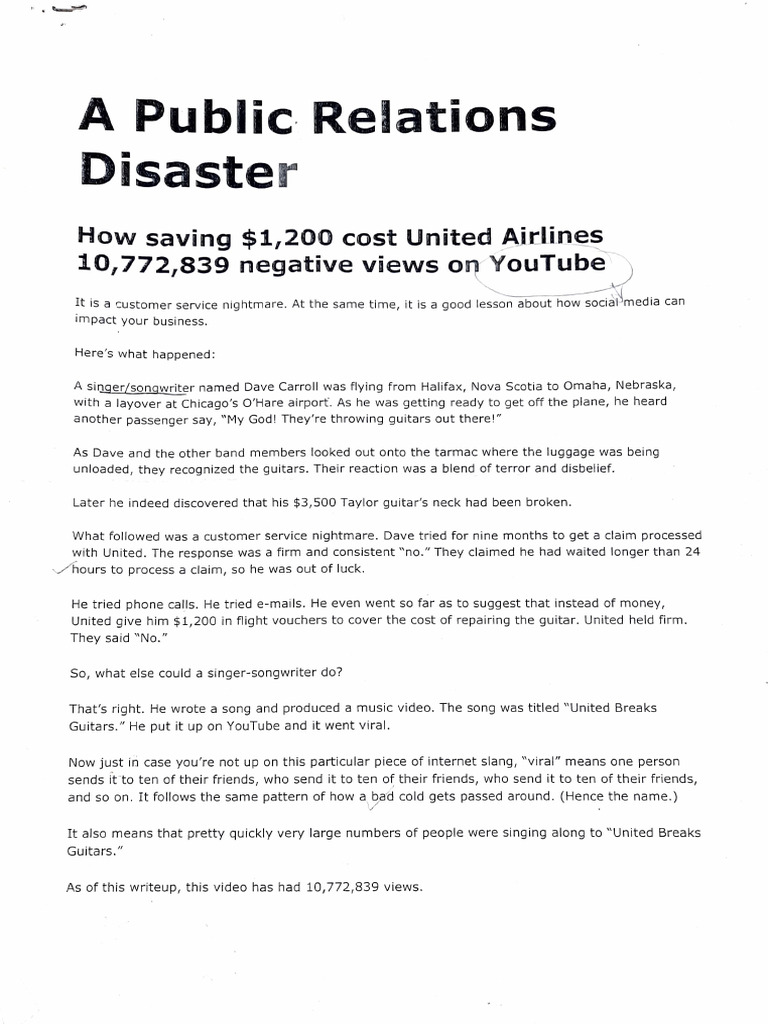 A Public Relations Disaster | PDF | United Airlines