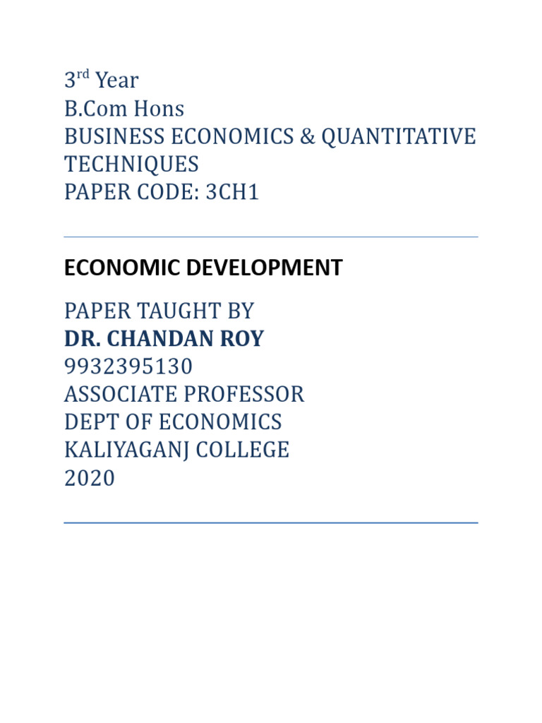 Commerce 3rd Yr Bcom Hons Econ Devt | PDF | Labour Economics | Economic Growth