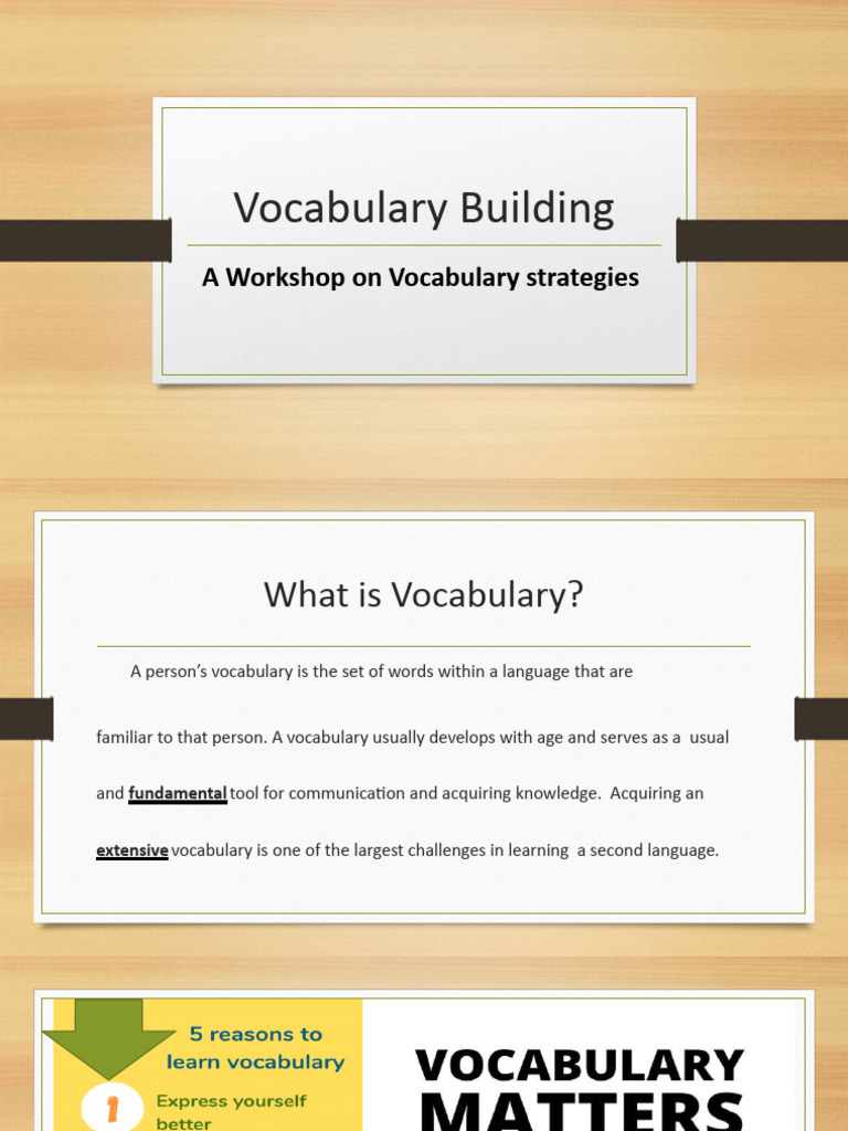 Vocabulary Building - Workshop | PDF | Vocabulary | Word