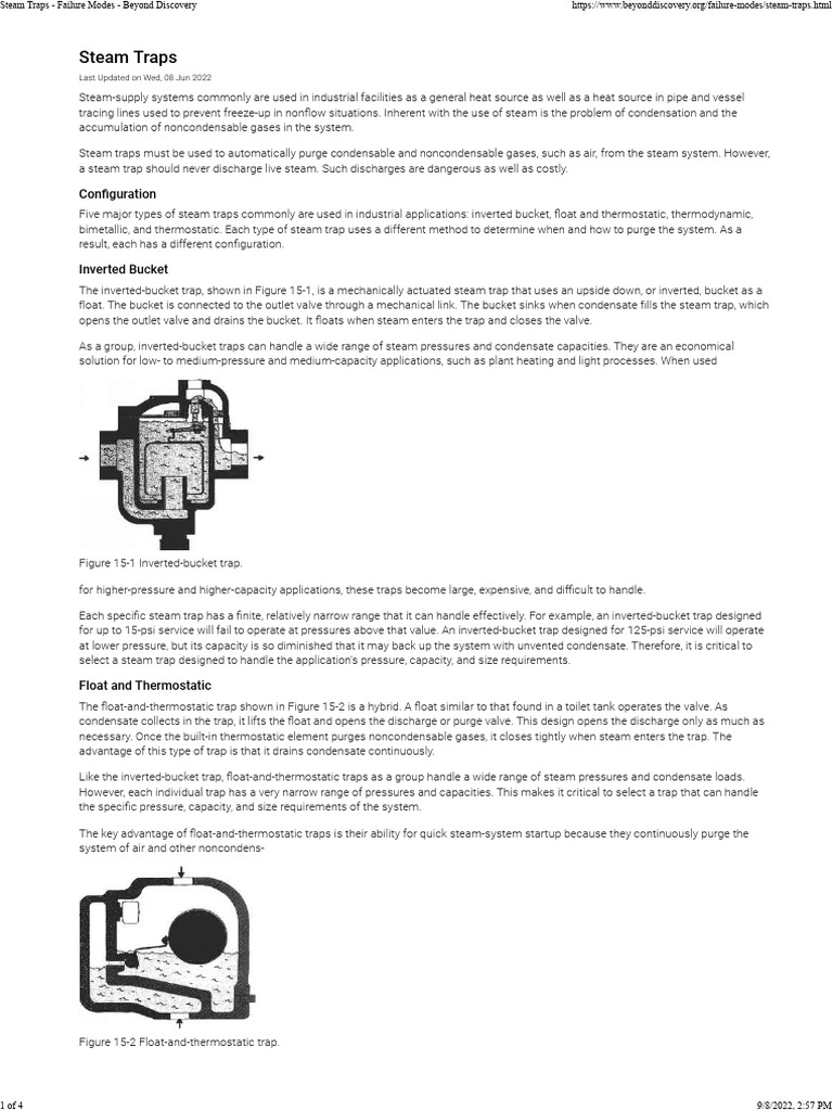 Types and Functions of Steam Traps | PDF | Valve | Steam