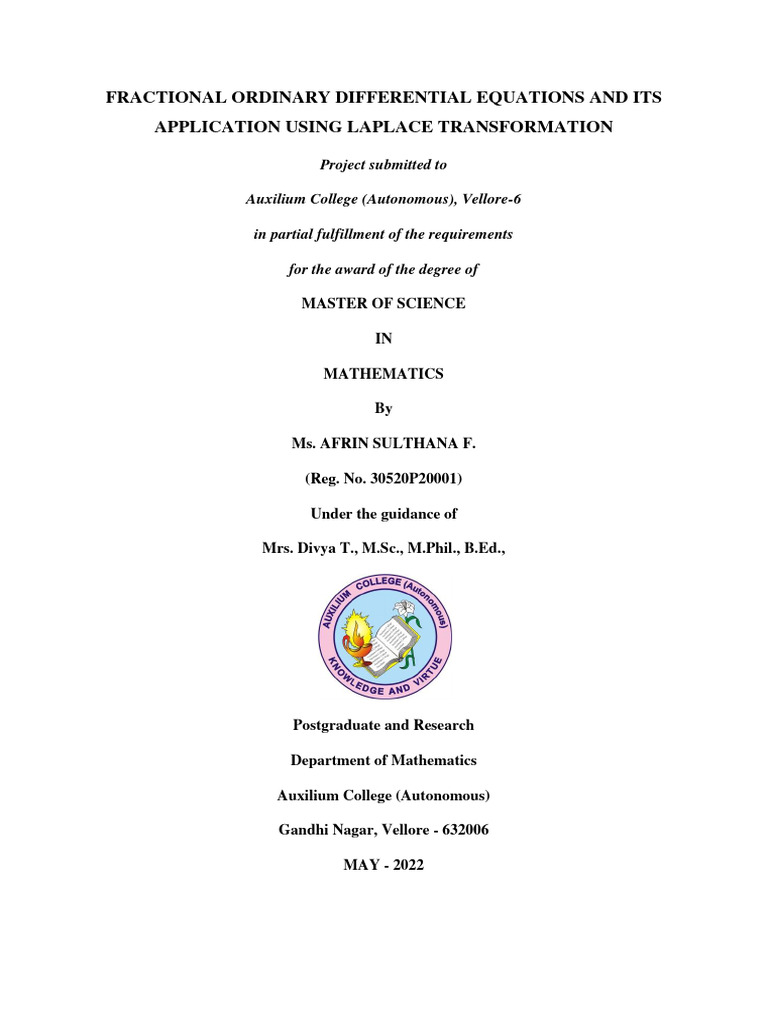 Fractional Ordinary Differential Equations Pdf Function Mathematics Equations