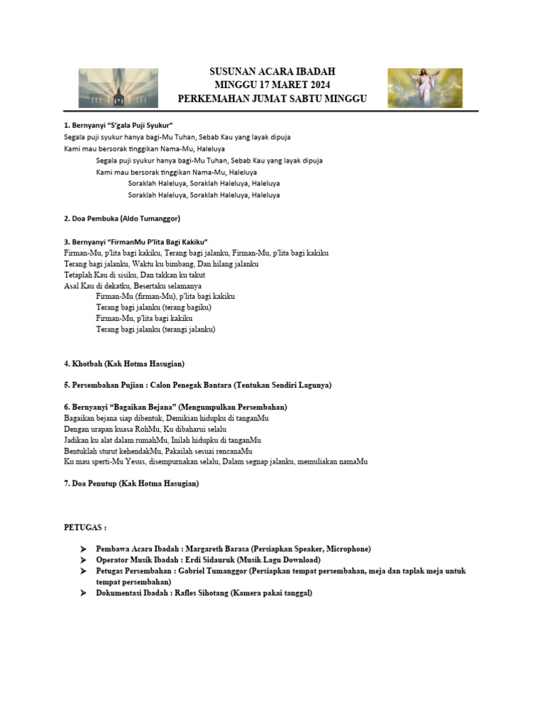 Susunan Acara Ibadah | PDF