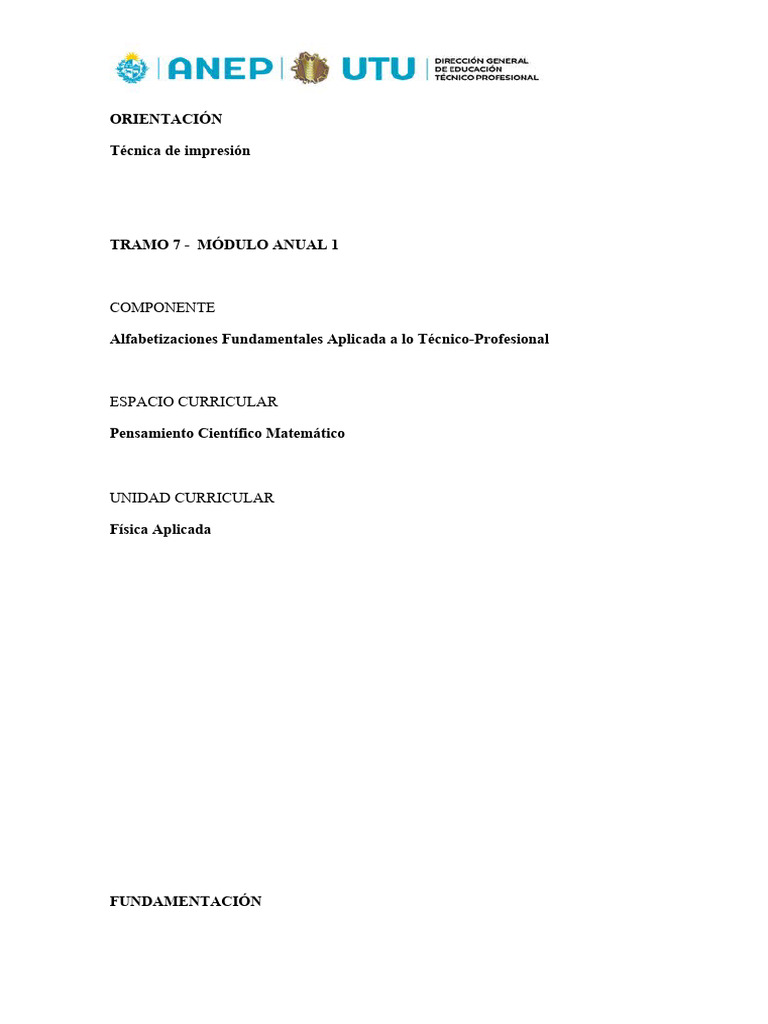 20-3-Programa BTP-AFTP Fisica Aplicada 1er Año Técnica de Impresión | PDF | Evaluación | Magnetismo