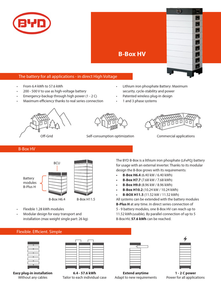 BYD Battery Box H6.4 H11.5 Datasheet | PDF | Manufactured Goods | Physical Quantities