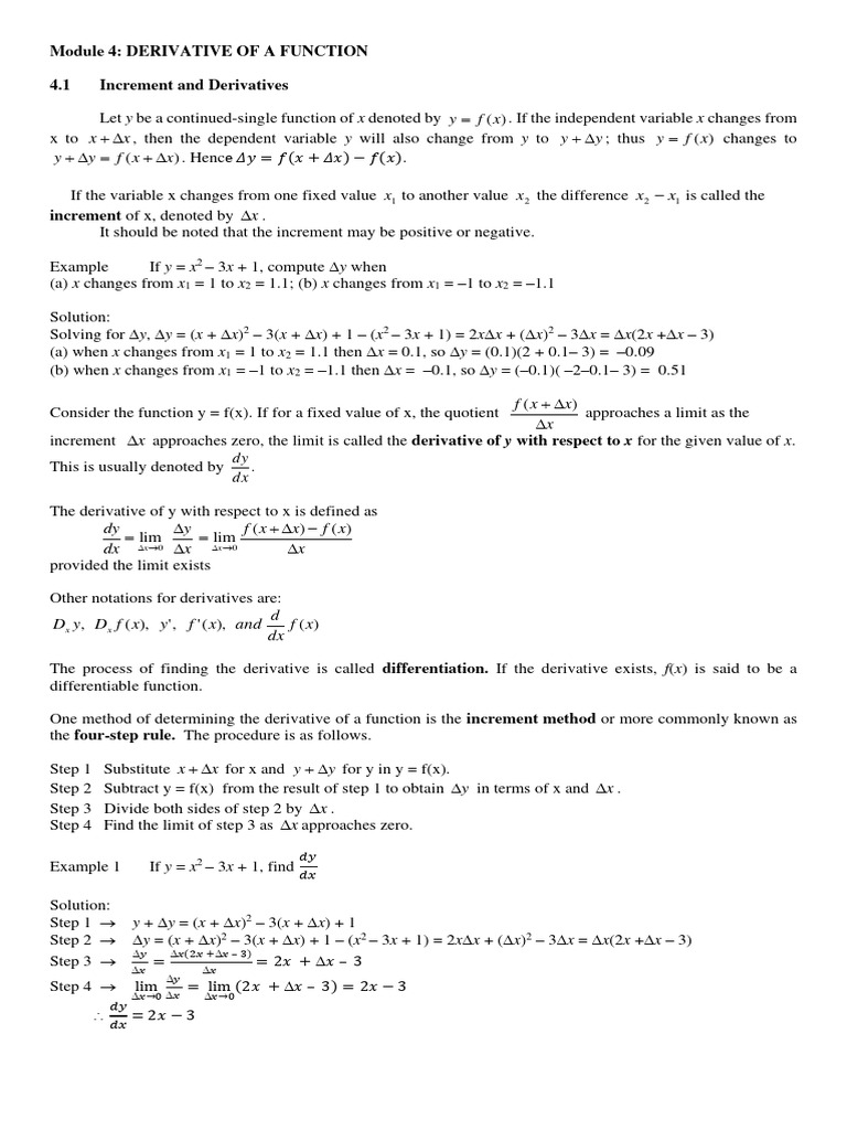 ACQUIRE Module 4 Derivative of A Function | PDF | Derivative | Function ...