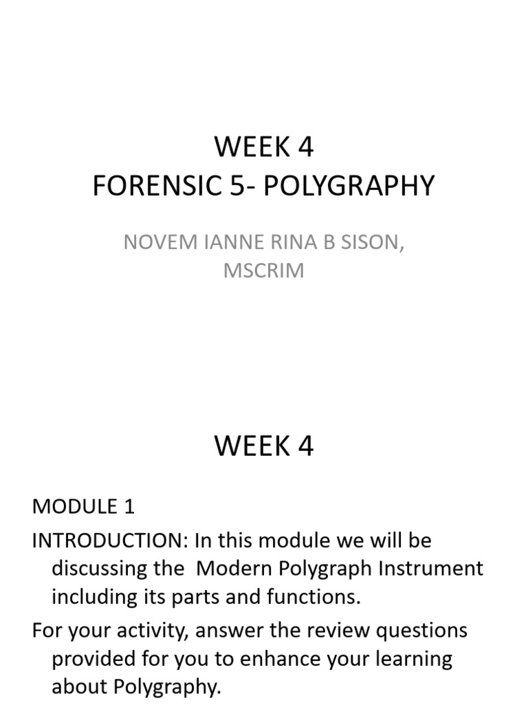 FORENSIC 5 WEEK 4 Students Copy 2023 | PDF | Polygraph