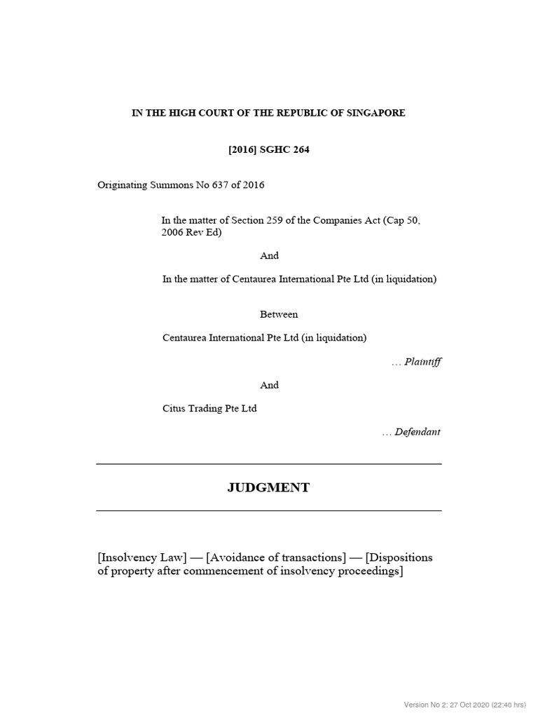 Singapore High Court Insolvency Judgment | PDF | Liquidation | Bankruptcy