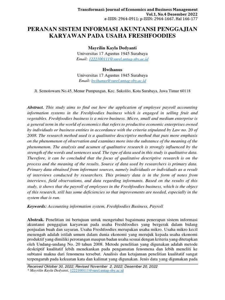 TARNSFORMASI Vol 1 No 4 Hal 166-177 | PDF | Qualitative Research | Data