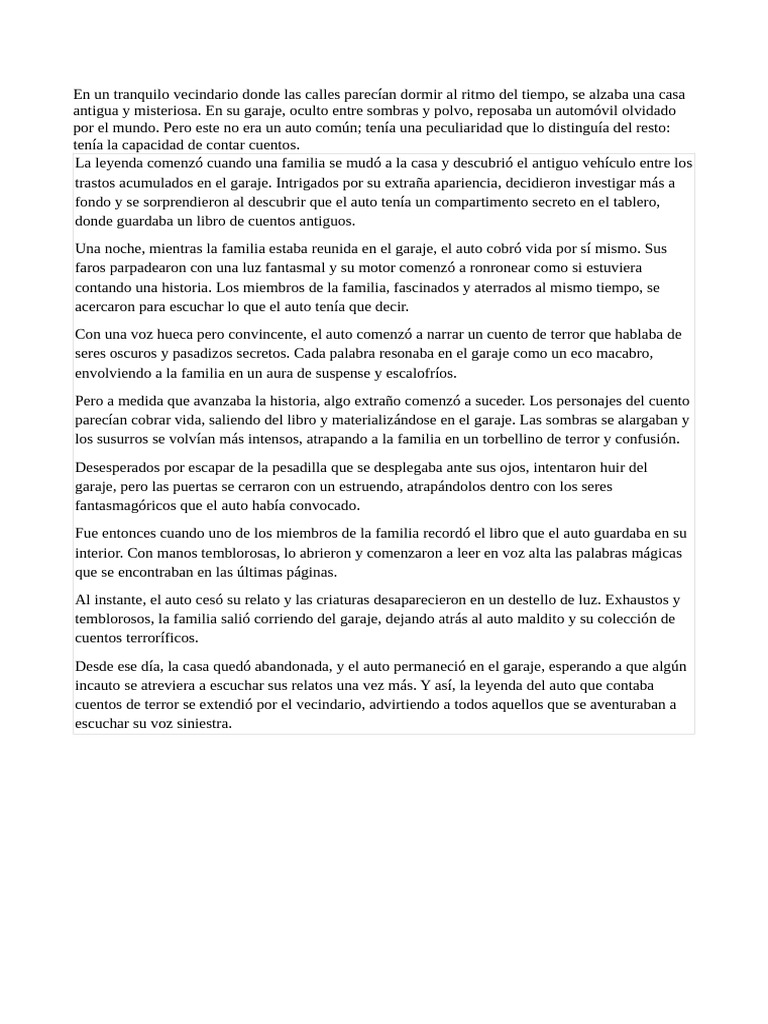 Auto Que Cuenta Cuentos | PDF