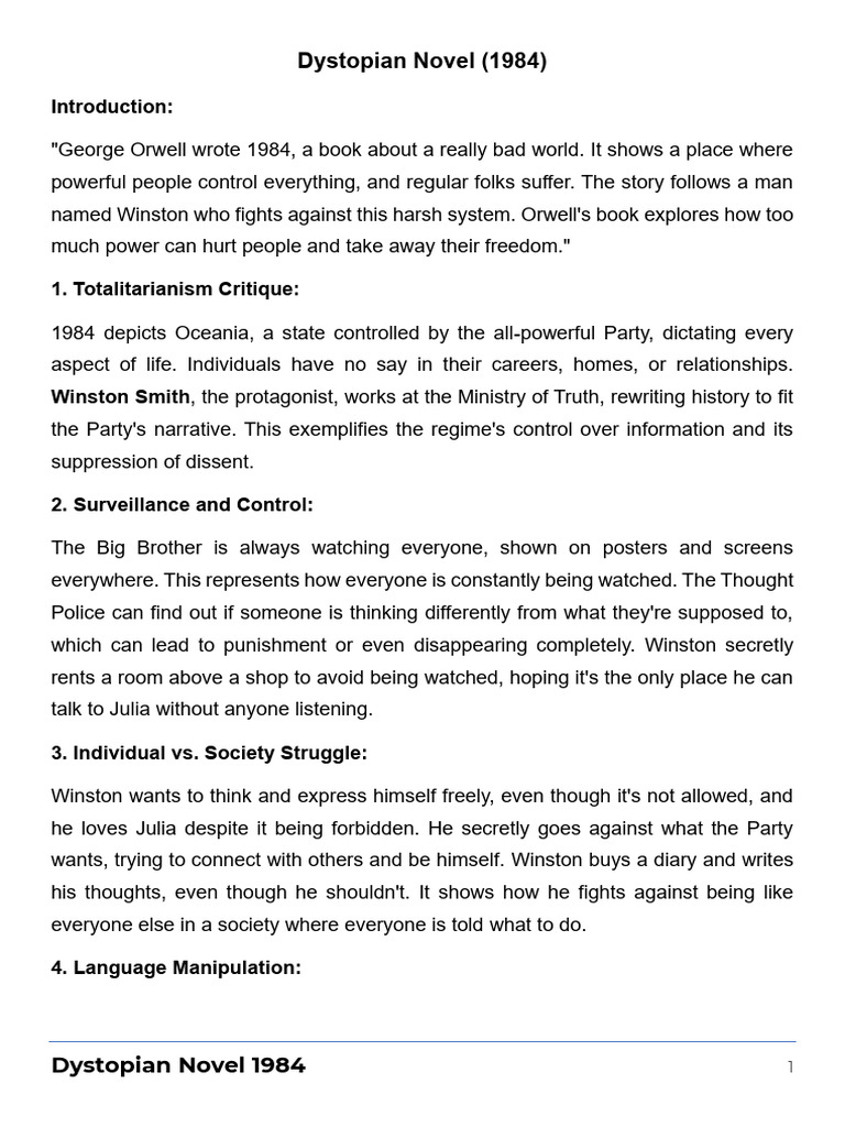 Dystopian Novel (1984) | PDF