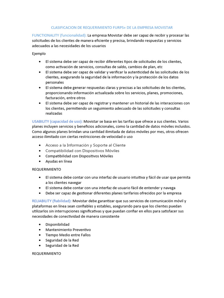 Clasificacion de Requerimiento Furps | PDF | La seguridad informática ...