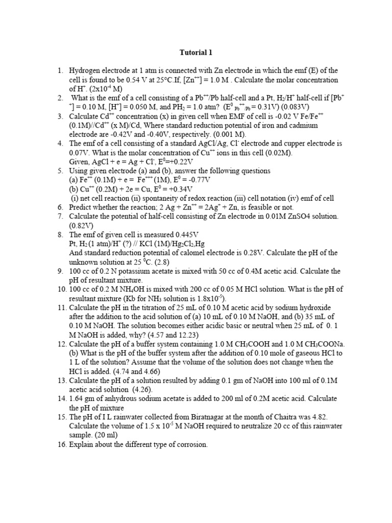 Physical Chemistry Tutorial by HRP Sir | PDF | Ph | Sodium Hydroxide