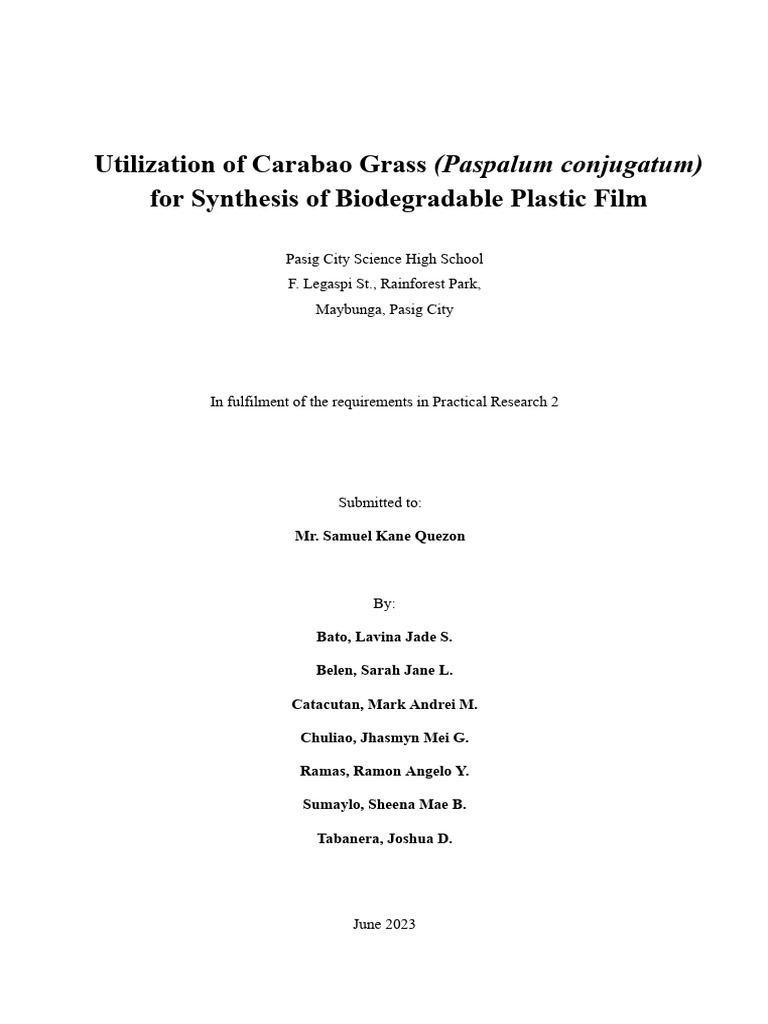 Main Draft 1 | PDF | Plastic | Biodegradation
