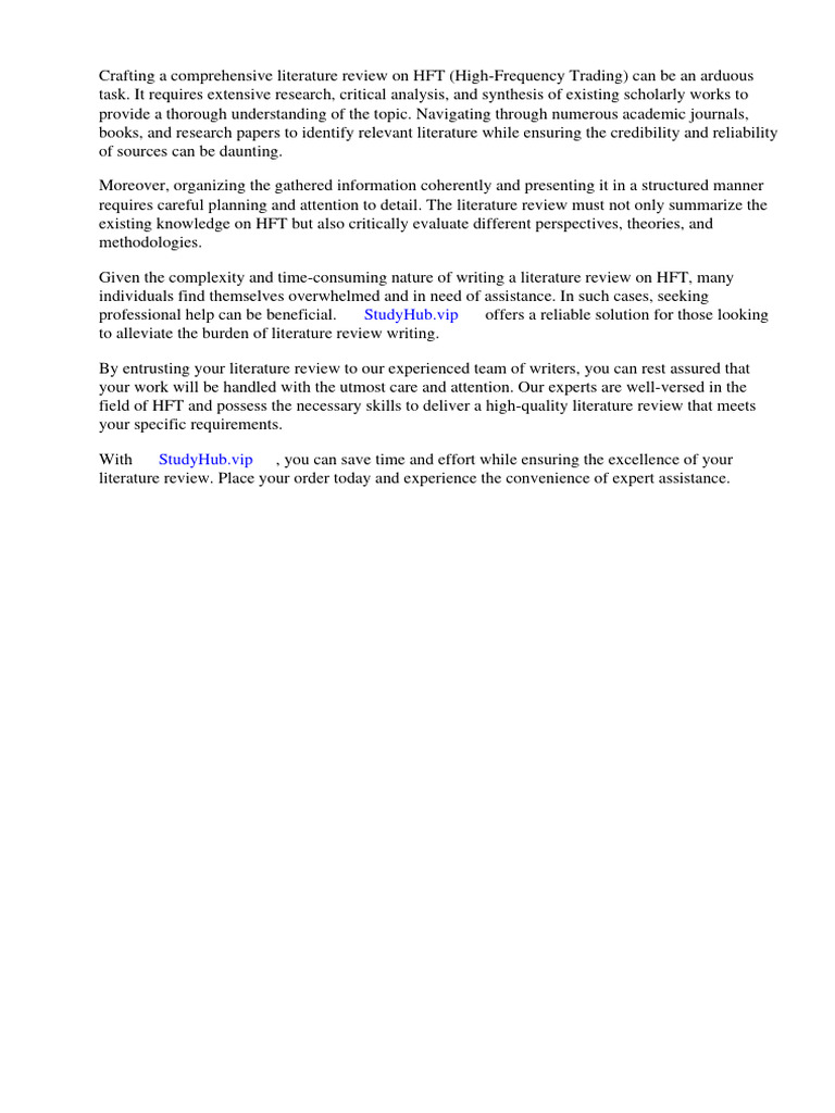 Hft Literature Review | PDF | High Frequency Trading | Literature Review