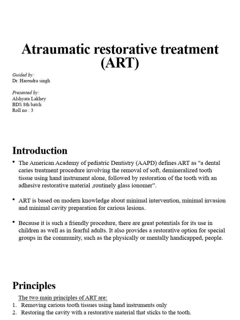 Atraumatic Restorative Treatment | PDF | Human Tooth | Medical Specialties
