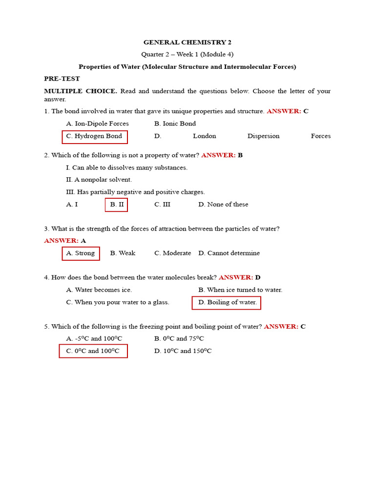 General Chemistry 2 Module 4 | PDF | Water | Evaporation