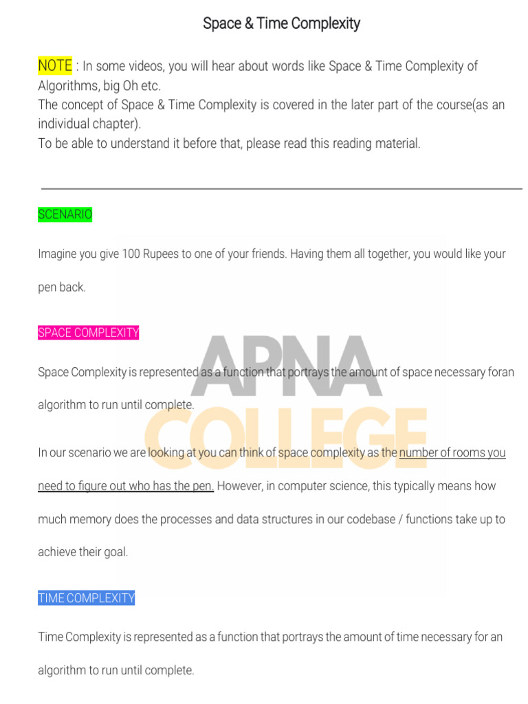 13.5 - Space - Time Complexity | PDF | Time Complexity | Algorithms 13.5 - Space - Time Complexity | PDF | Time Complexity | Algorithms