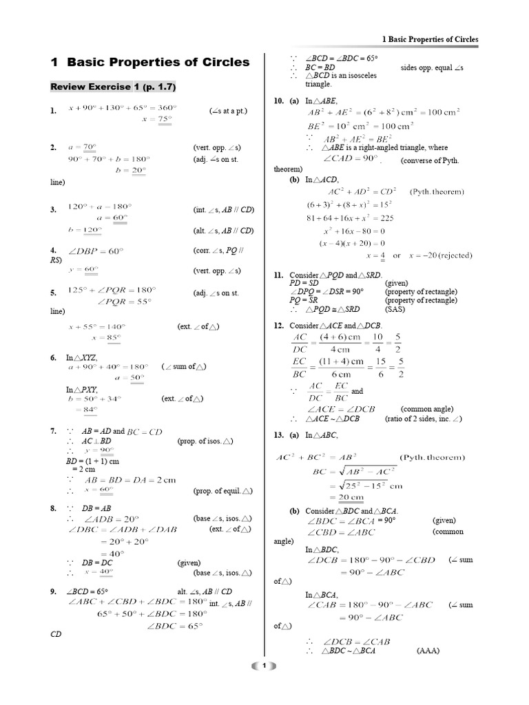 BK5A - Ch01 Basic Properties of Circles | Download Free PDF | Circle ...