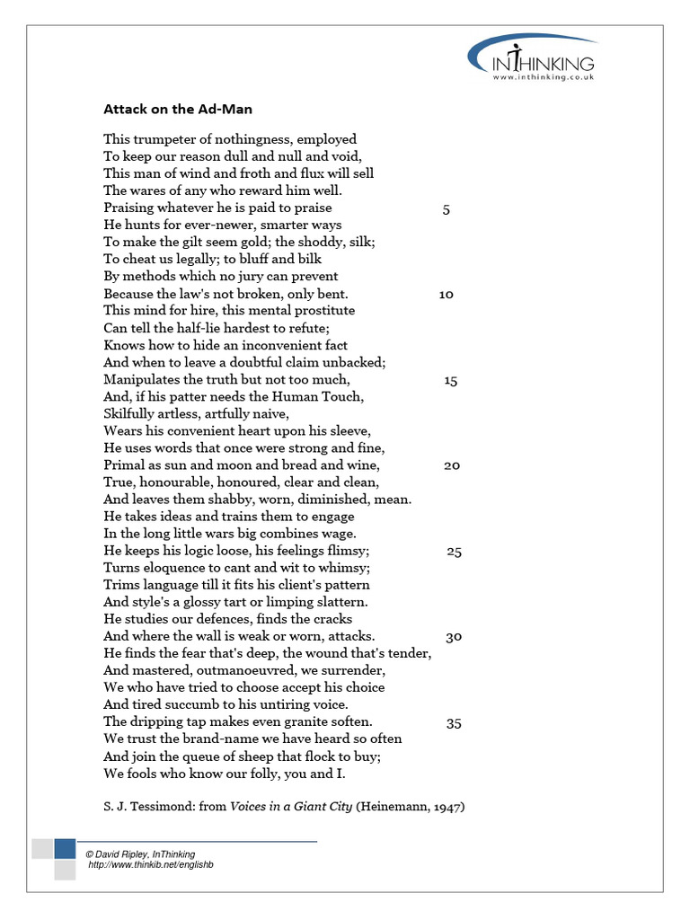 Adman Satire Worksheet | PDF