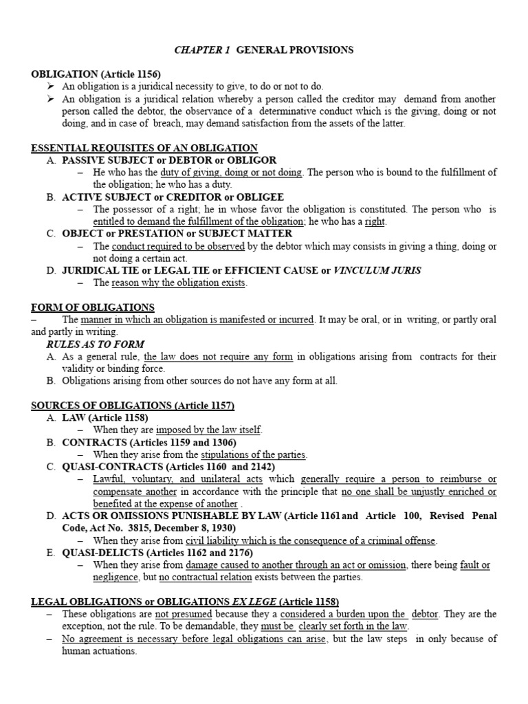 RFBT 1 Obli Chap 1 To Chap 3 Section 2 | PDF | Law Of Obligations | Breach Of Contract