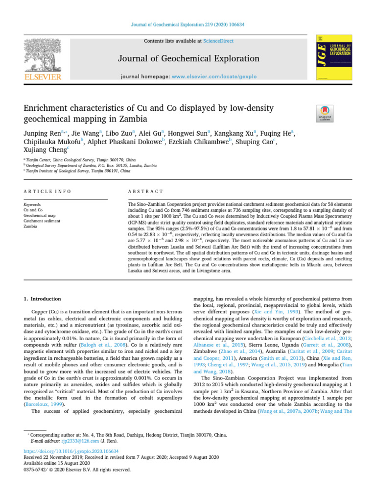 Ren 2020 | PDF | Geochemistry | Copper