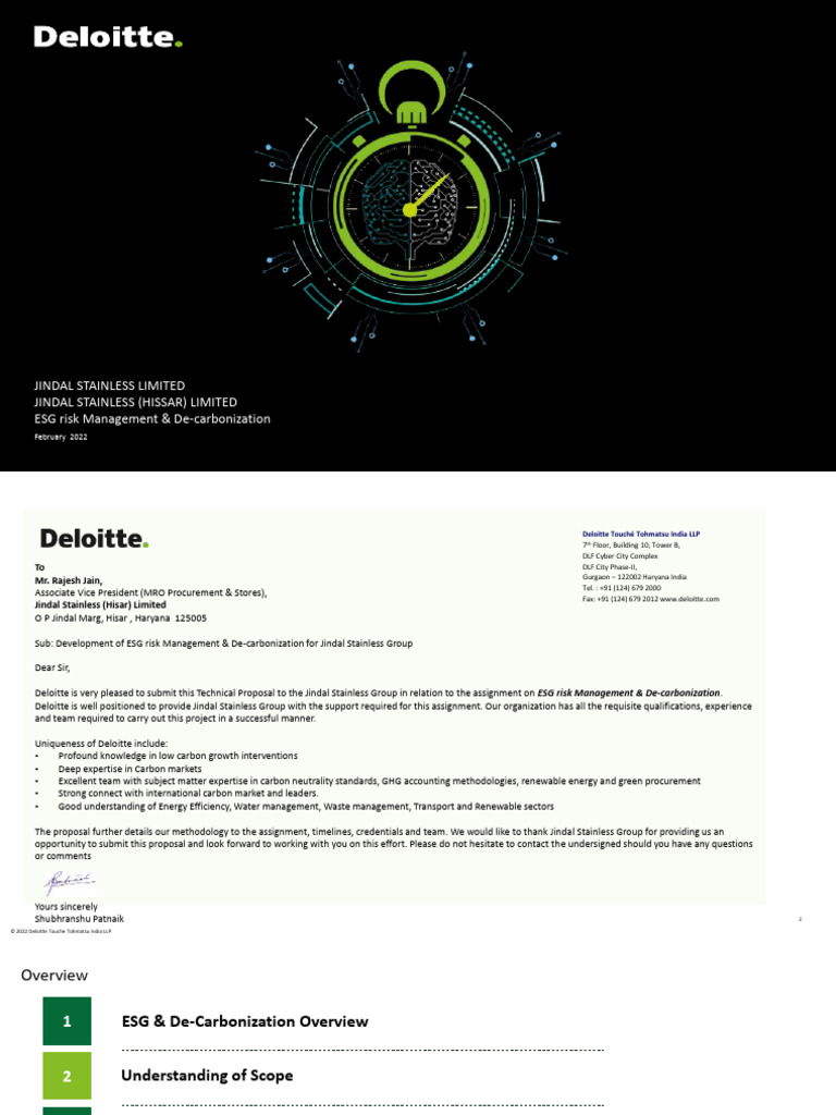 Deloitte Proposal_JSL_ESG Risk Assesment_De-carbonization_24Feb2022 ...