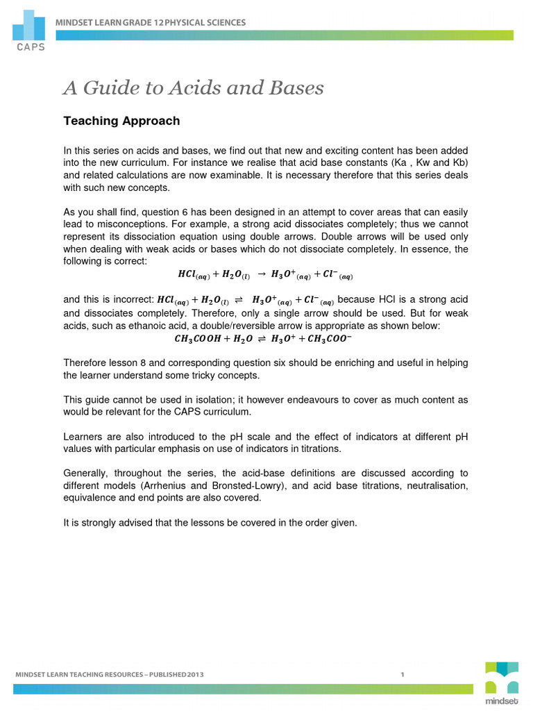 v2 Physical Science 12 2 a Guide to Acids and Bases | PDF | Acid | Ph