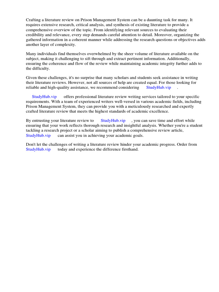 Prison Management System Literature Review | PDF | Prison | System