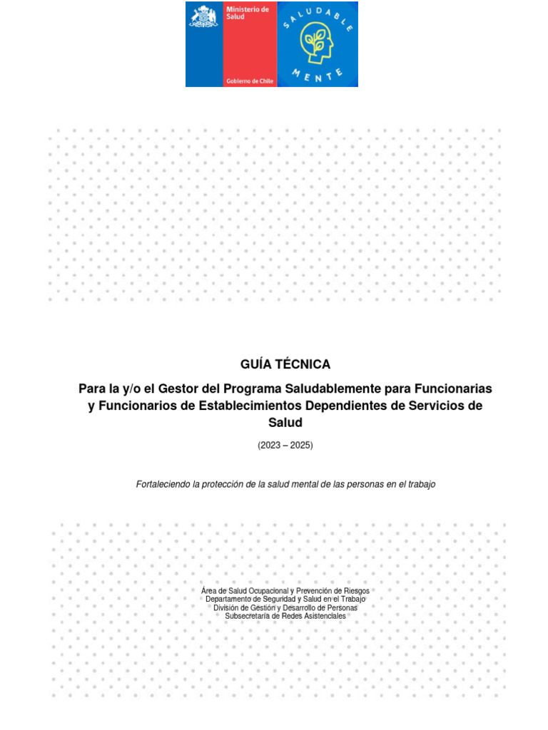 Guía Técnicas Programa Saludablemente 2023 - 2025 | PDF | Salud mental | Evaluación