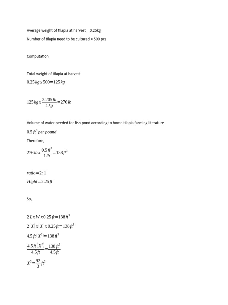 Design Consideration Fishpond | PDF | Science & Mathematics