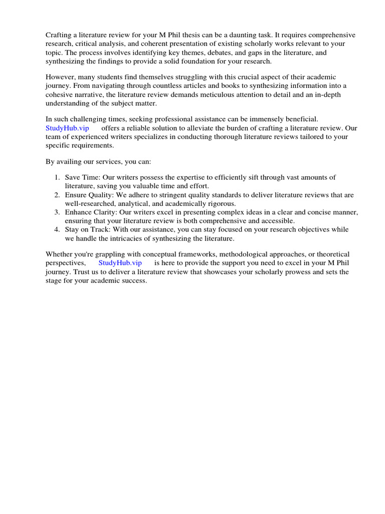 M Phil Thesis Literature Review Help | PDF | Psychology | Literature Review