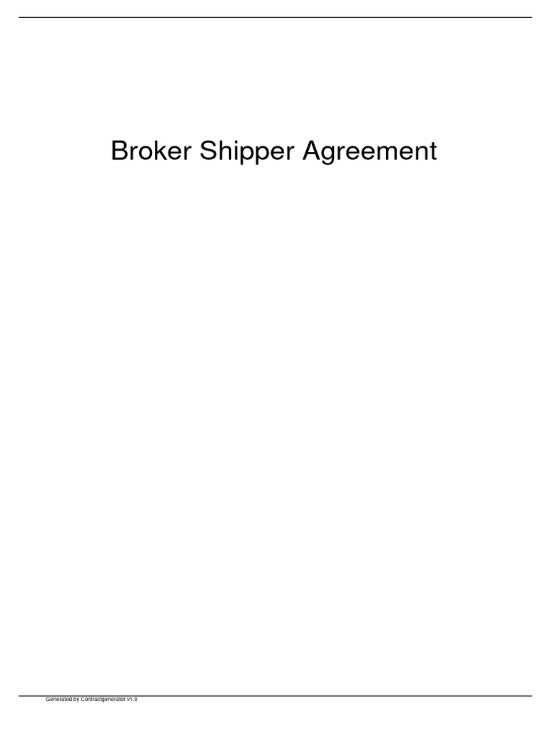 Broker Shipper Agreement | PDF | Cargo | Insurance