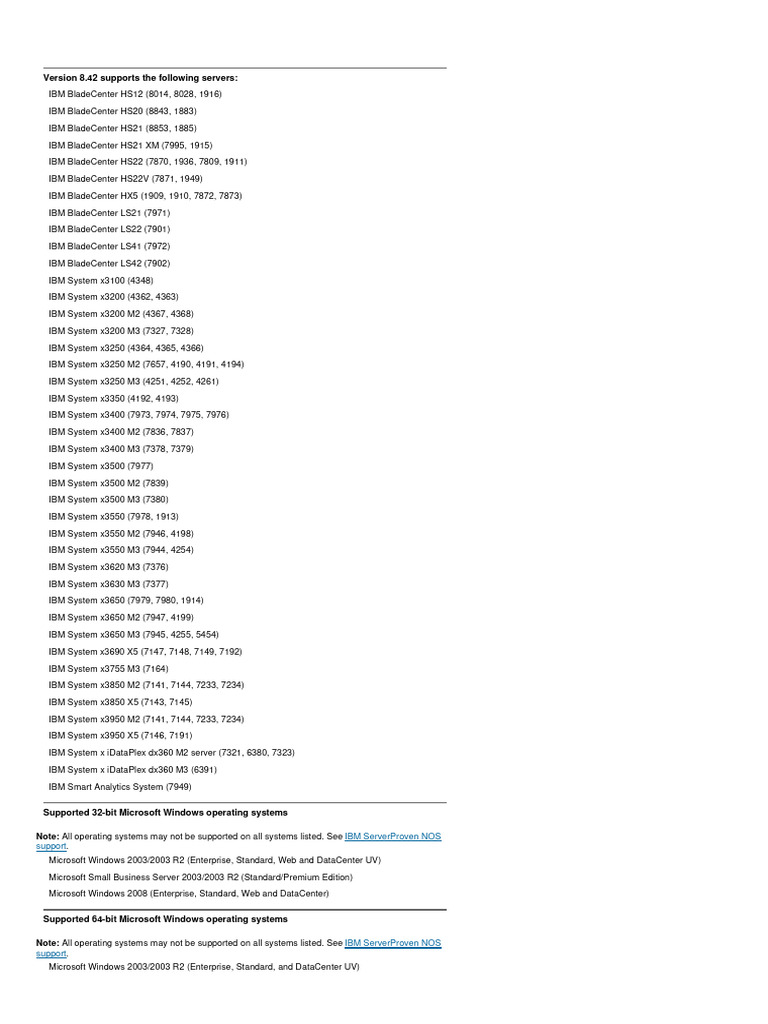 IBM_ServerGuide_8.42_Hardware_OS_Support_List | PDF