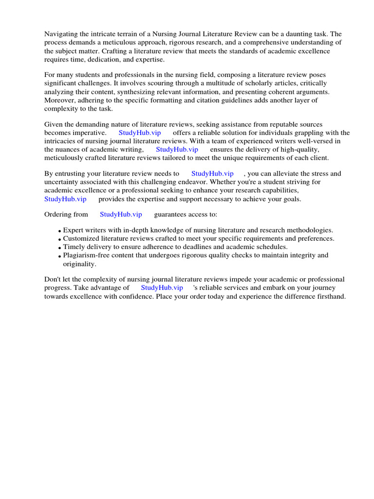 Nursing Journal Literature Review | Download Free PDF | Nursing ...