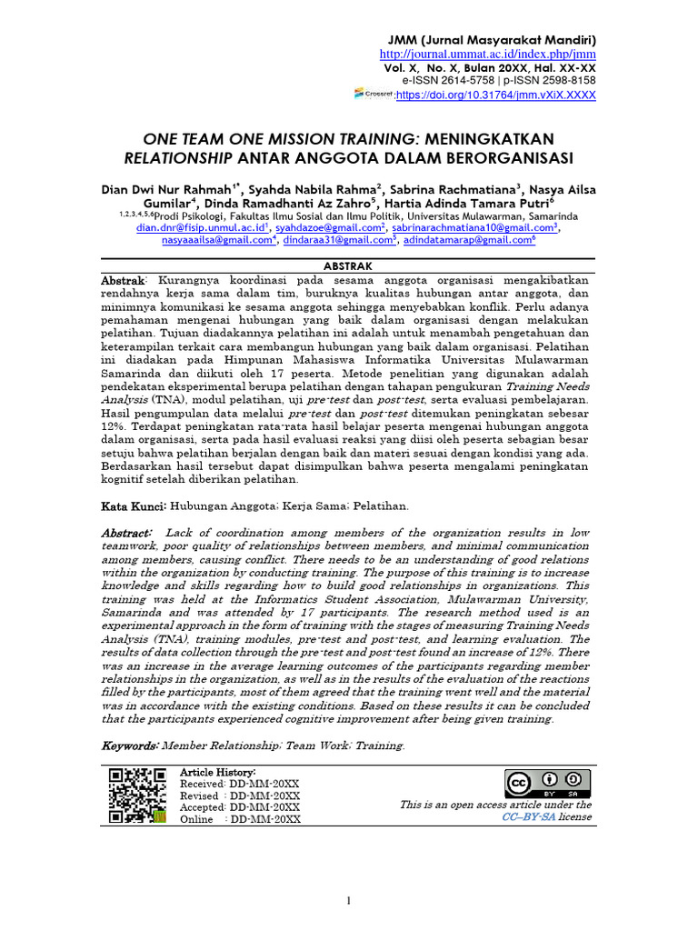 Pelatihan One Team One Mission | PDF | Bisnis